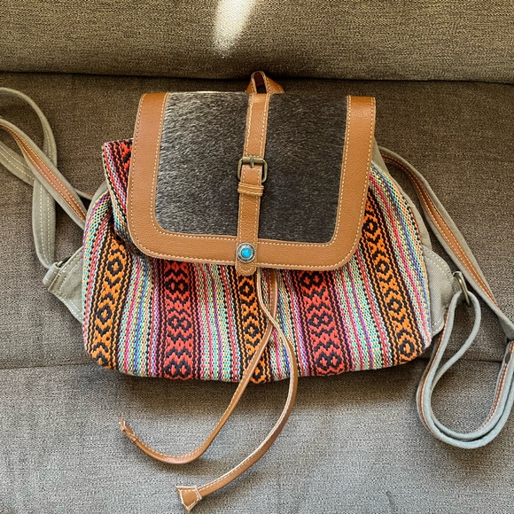 Myra Bag | Bags | New Myra Backpack Upcycled Canvas Cowhide Leather ...